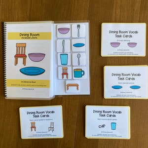 Dining Room Vocabulary Booklet and Task Cards (special Education and ...