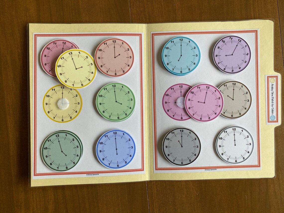 Telling Time File Folders for Special Education With Color | Etsy