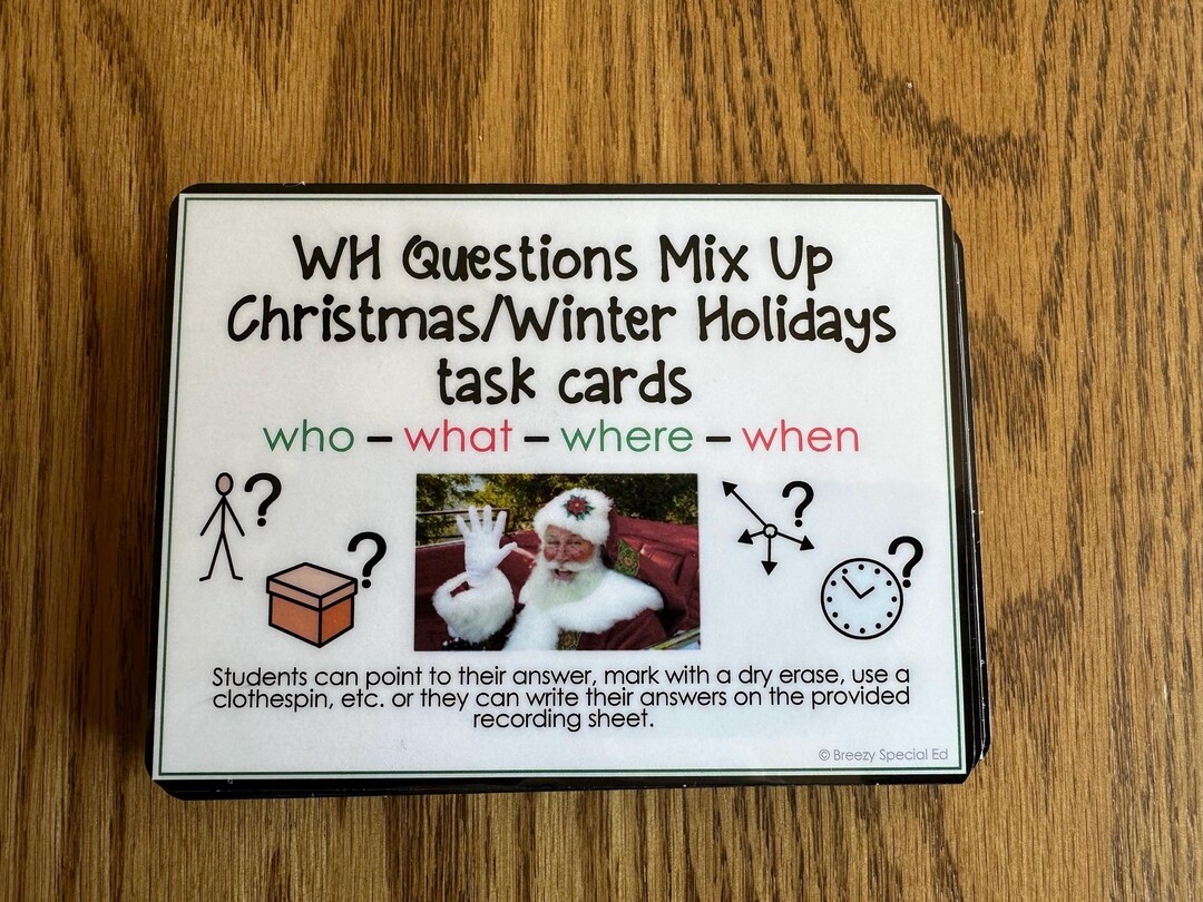 WH Questions Christmas/holiday Task Cards for Autism and Special ...