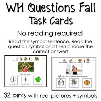WH Questions Fall Task Cards for Autism and Special Education - Etsy