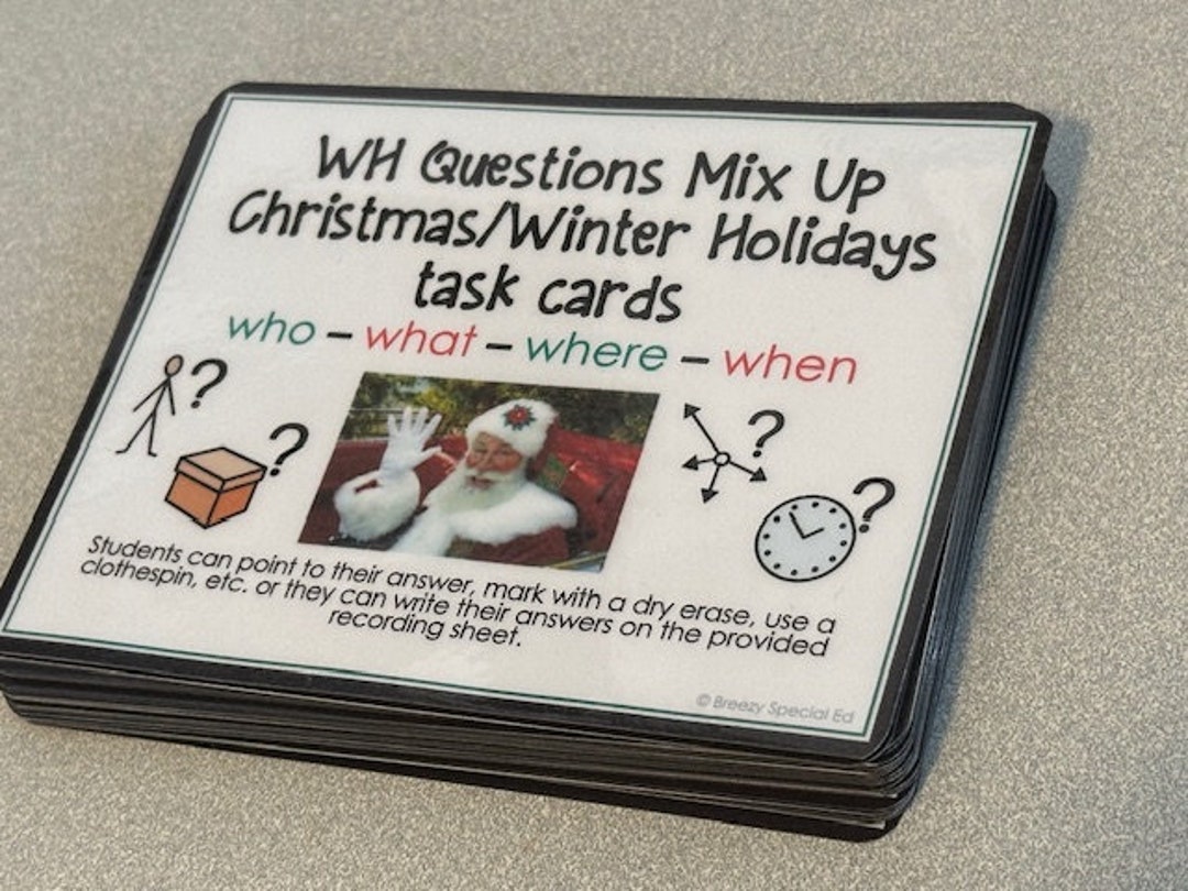 WH Questions Christmas/holiday Task Cards for Autism and Special ...