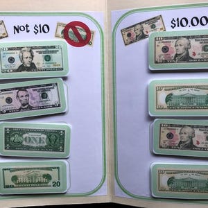 Money (bills) ID / Sorting File Folders for Special Education - Etsy
