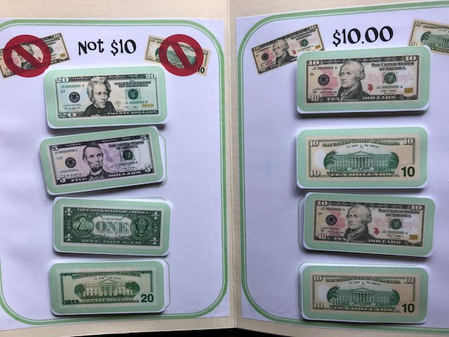 Money (bills) ID / Sorting File Folders for Special Education - Etsy