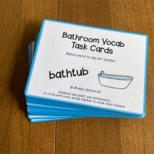 Bathroom Vocabulary Life Skills Adaptive Booklet W Task Cards (special ...
