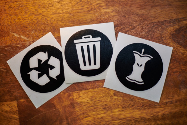 Juego de calcomanías de reciclaje / basura / compost - Etsy México