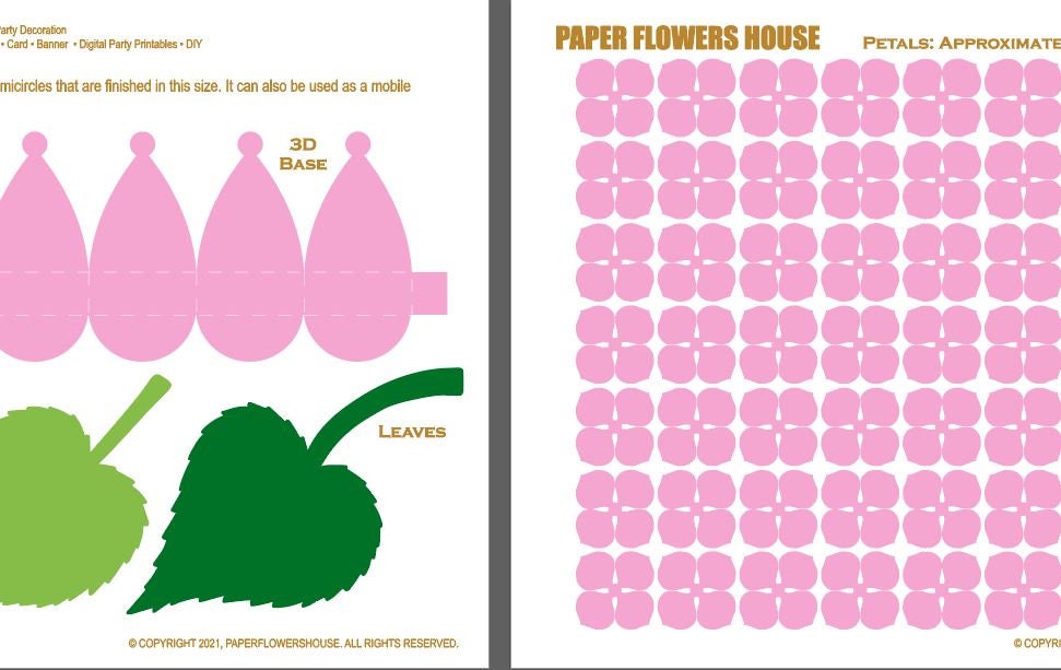 Hydrangea/ Paper Flower Template/ Instant Download/ Cricut - Etsy