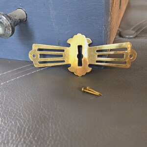 Vintage Key Plate Shiny Gold Brass Backplate for Skeleton Key Desk ...
