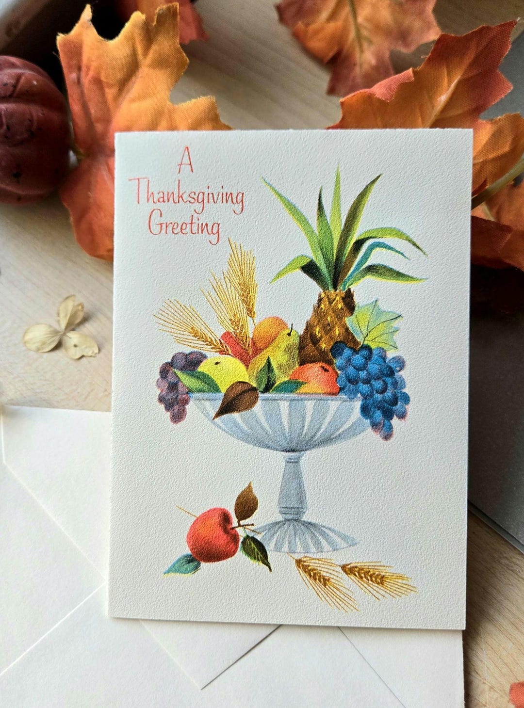 Vintage RETRO Thanksgiving Greeting Card, Retro Design Fruit, Old ...