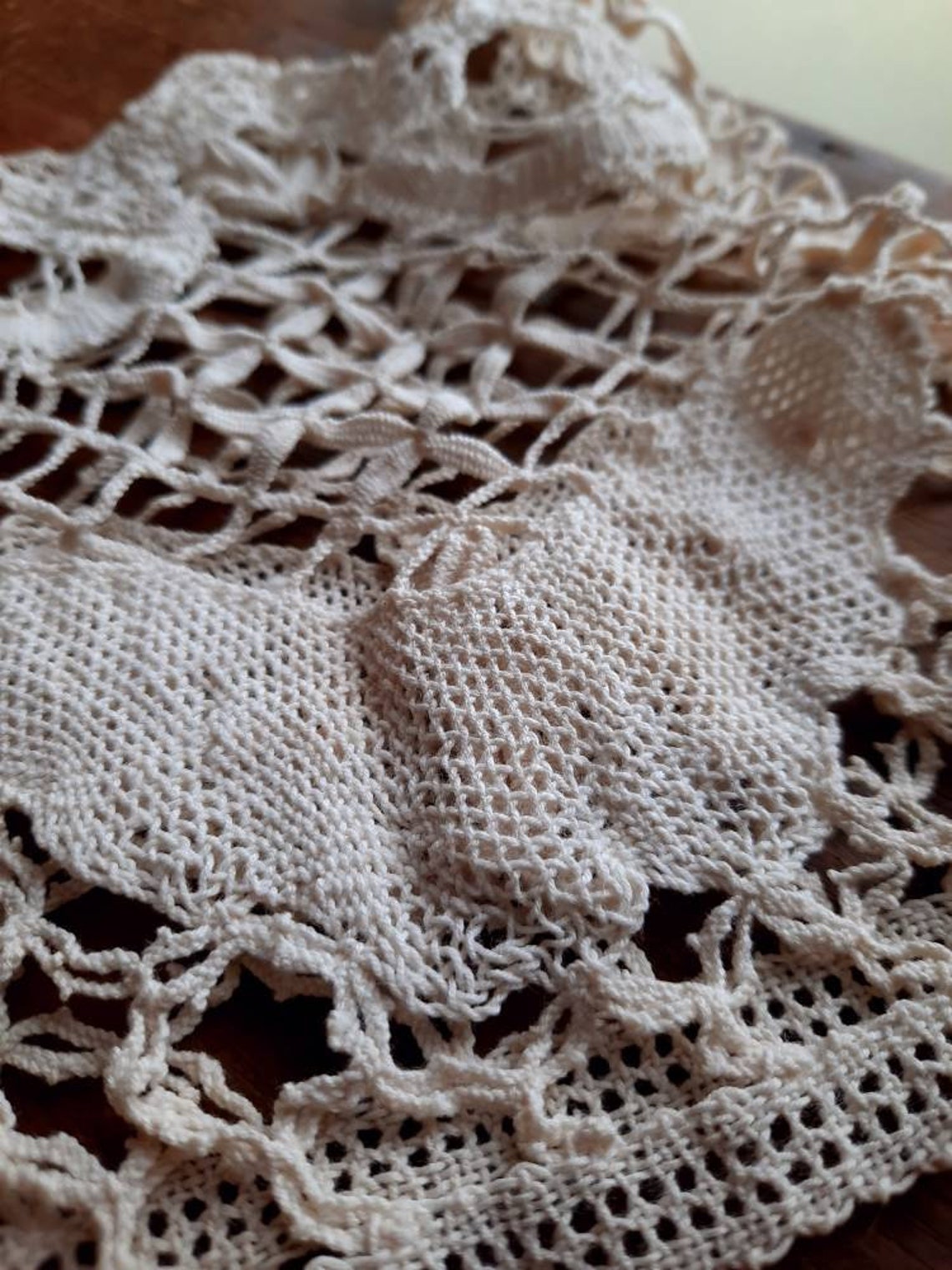 Antique Off White Doily Lace Doilies for table nightstand | Etsy