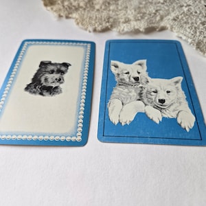 2 Vintage Illustrated Puppy Dog Trading Cards, Samoyed White, Scrapbook ...