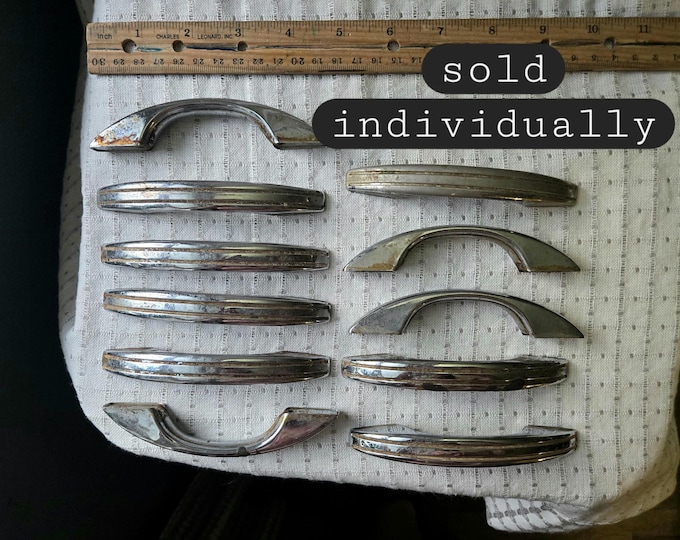 Vintage Distressed Chrome Drawer Pull – Mid-century Cabinet Handle ...