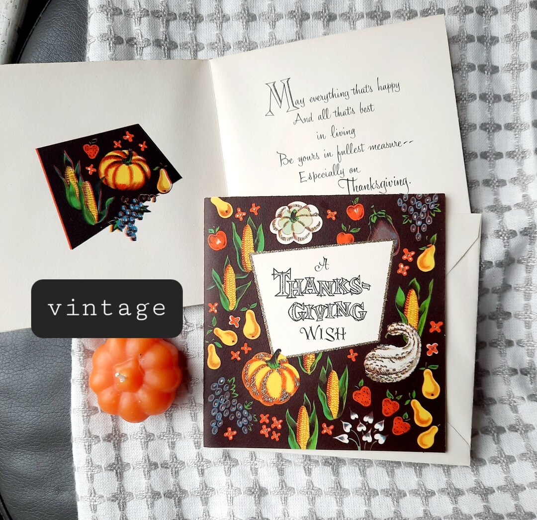 80s Vintage Retro Card for Thanksgiving Greeting by Volland, Fall ...
