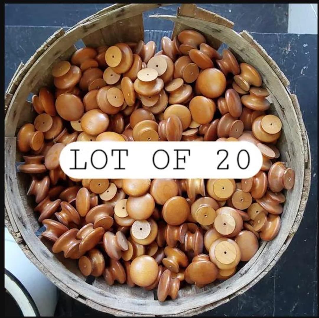 LOT OF 20 Wood Knobs, Bulk Drawer Pulls Vintage, Maple Color Wooden ...