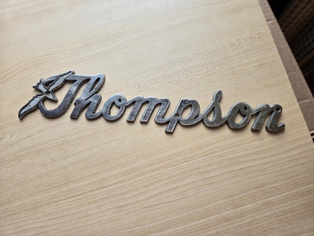 Vintage Boat Metal Emblem Thompson Brothers, Bros. , Metal Cursive ...