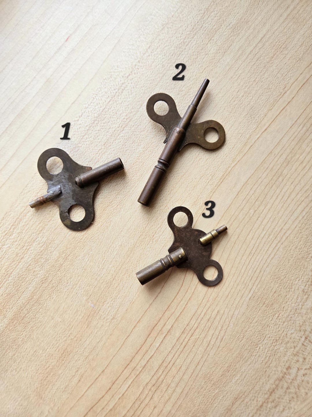 Antique Clock Key to Wind Up, Double Open Barrel Winding, Tarnished ...