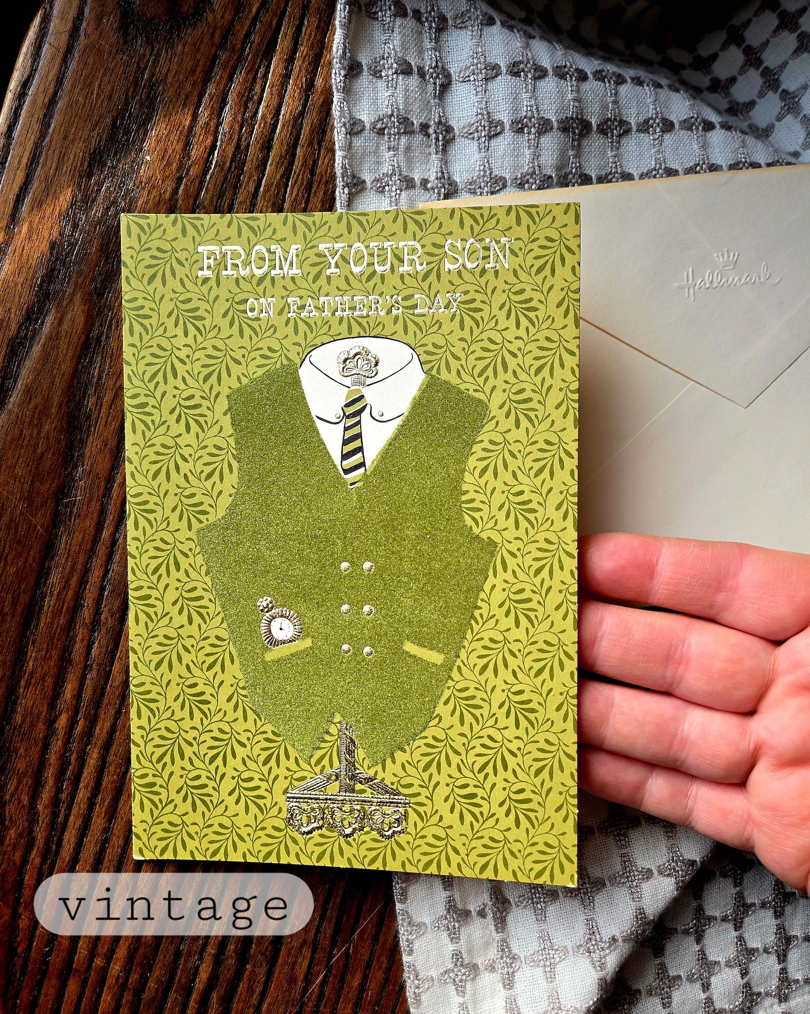 Retro FROM YOUR SON Happy Father's Day Card, Antique Vintage Hallmark ...
