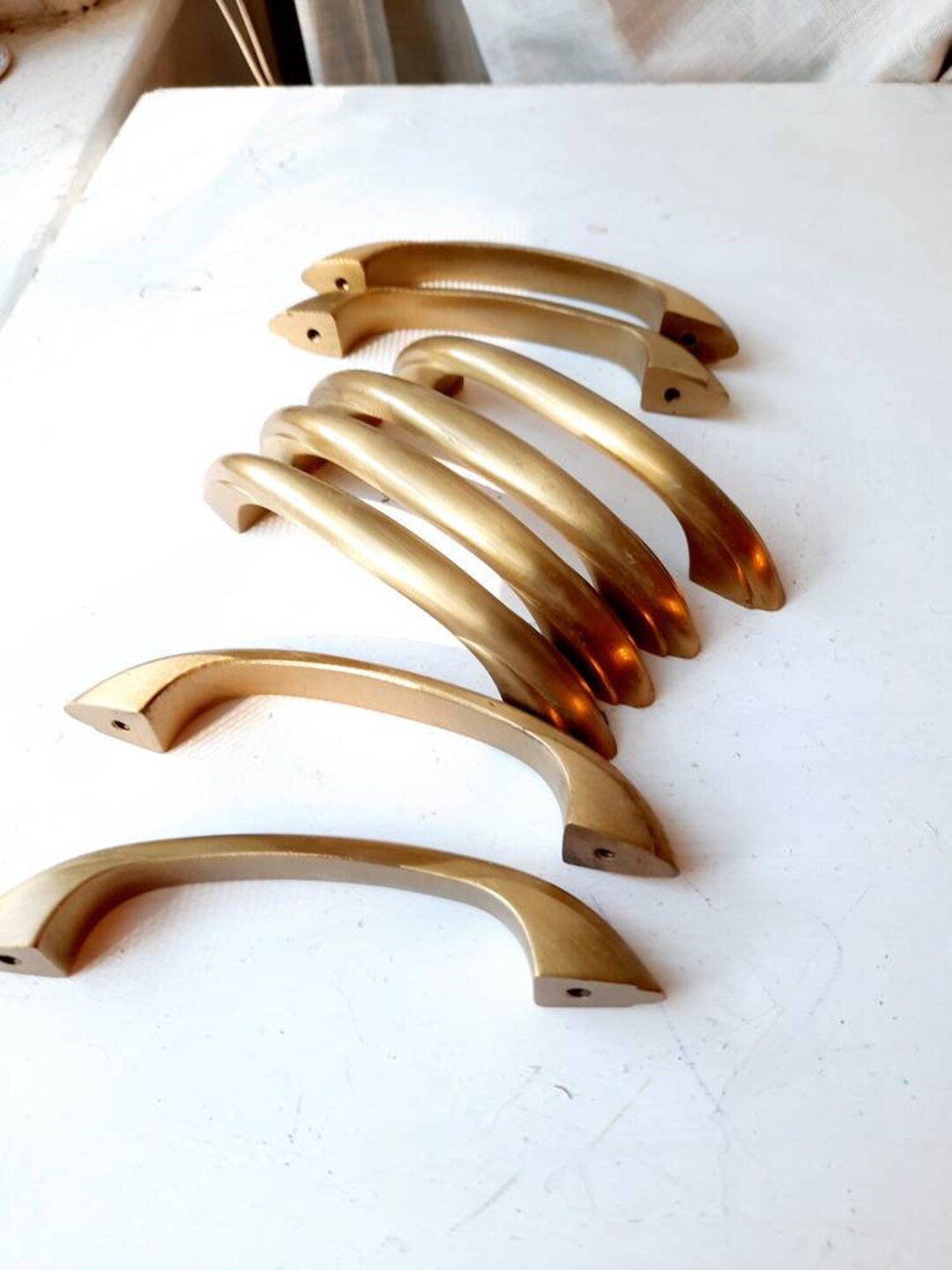 Vintage Solid Brass Drawer Pull, Dull Gold Cabinet Handle, 4.5" Length ...