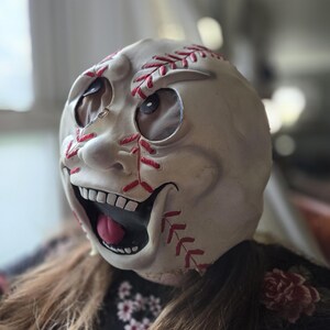 Creepy Vintage Mask Softball Face Costume, Halloween Head Covering ...