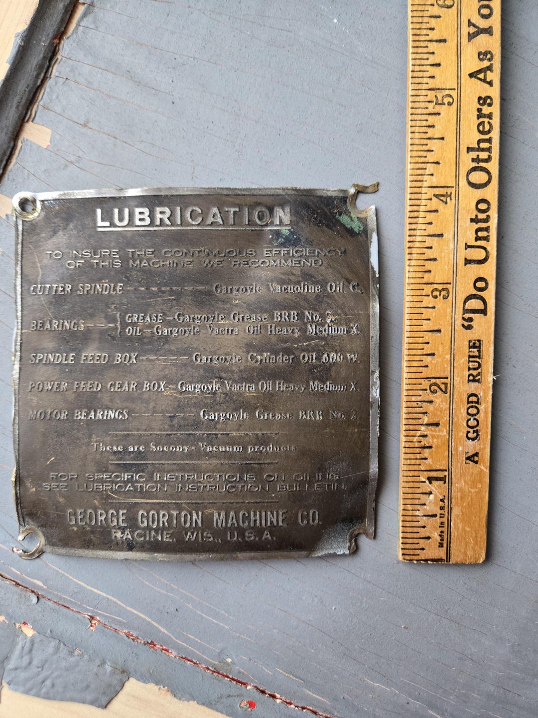 Antique Small Metal Factory Sign Plaque Lubrication, Oil, Grease ...
