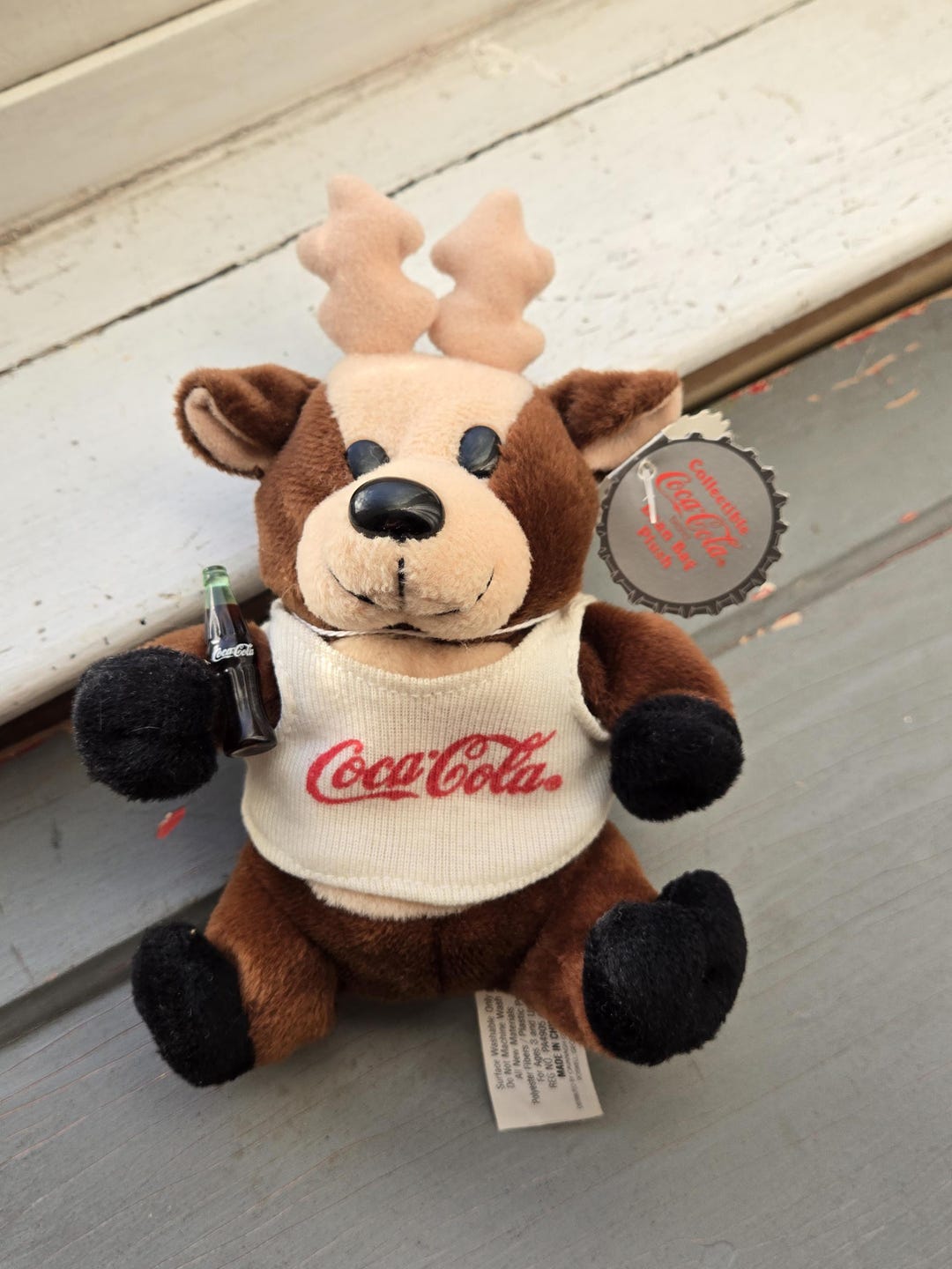 1997 Vintage Plush Coca Cola Reindeer in Shirt Style #0133, Bean Bag ...