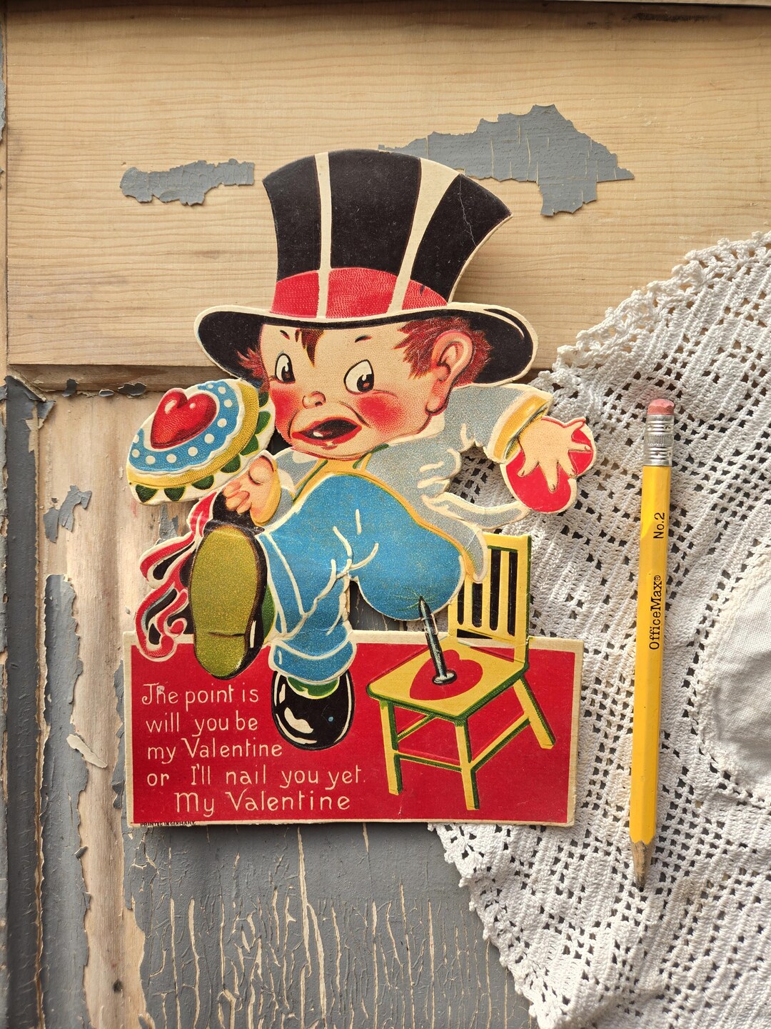 Antique Preowned Be My Valentine Card, Vintage Funny Prank Greeting ...