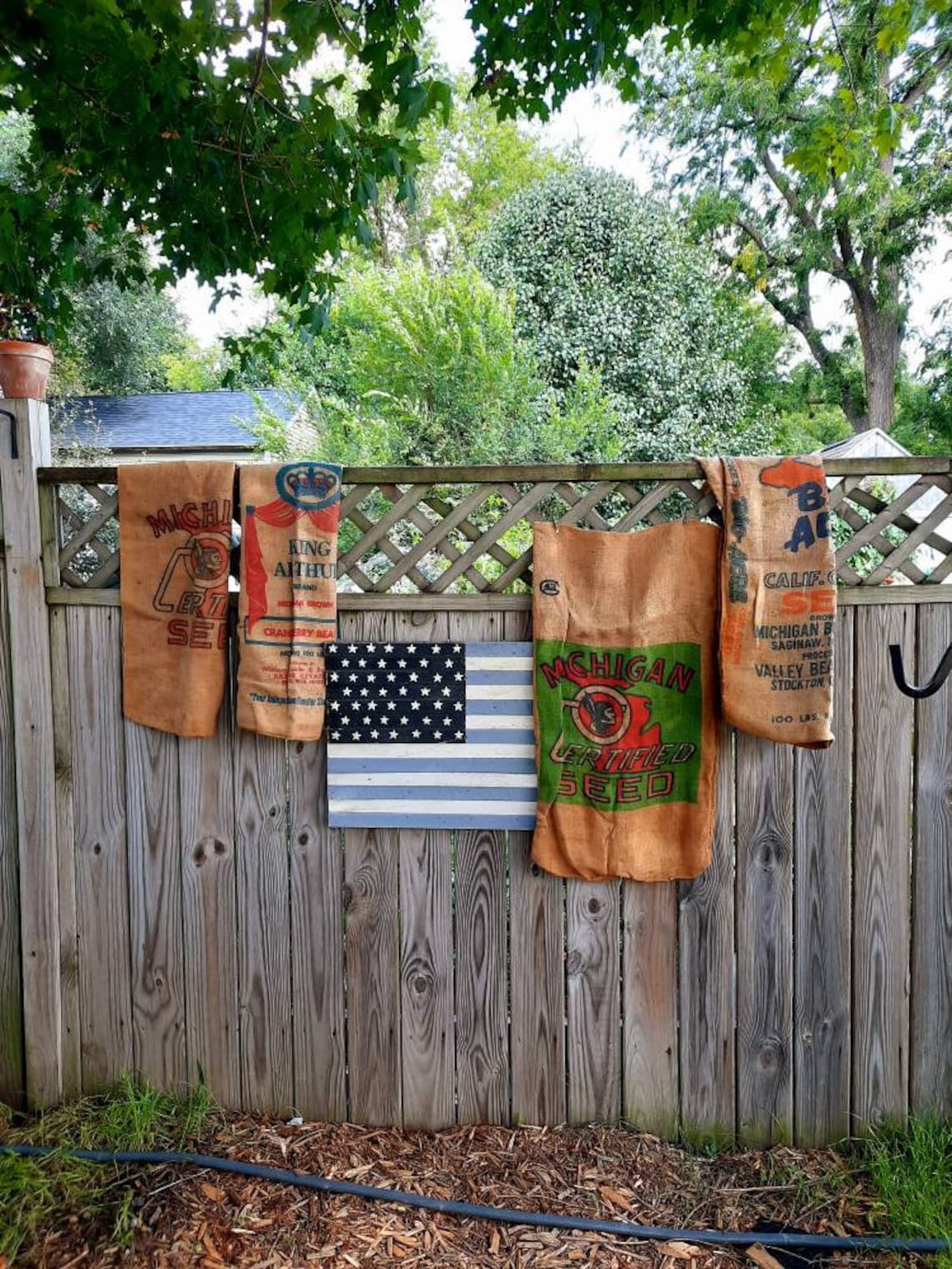 Vintage large Burlap Feed Bag Sack with stenciled print Old | Etsy