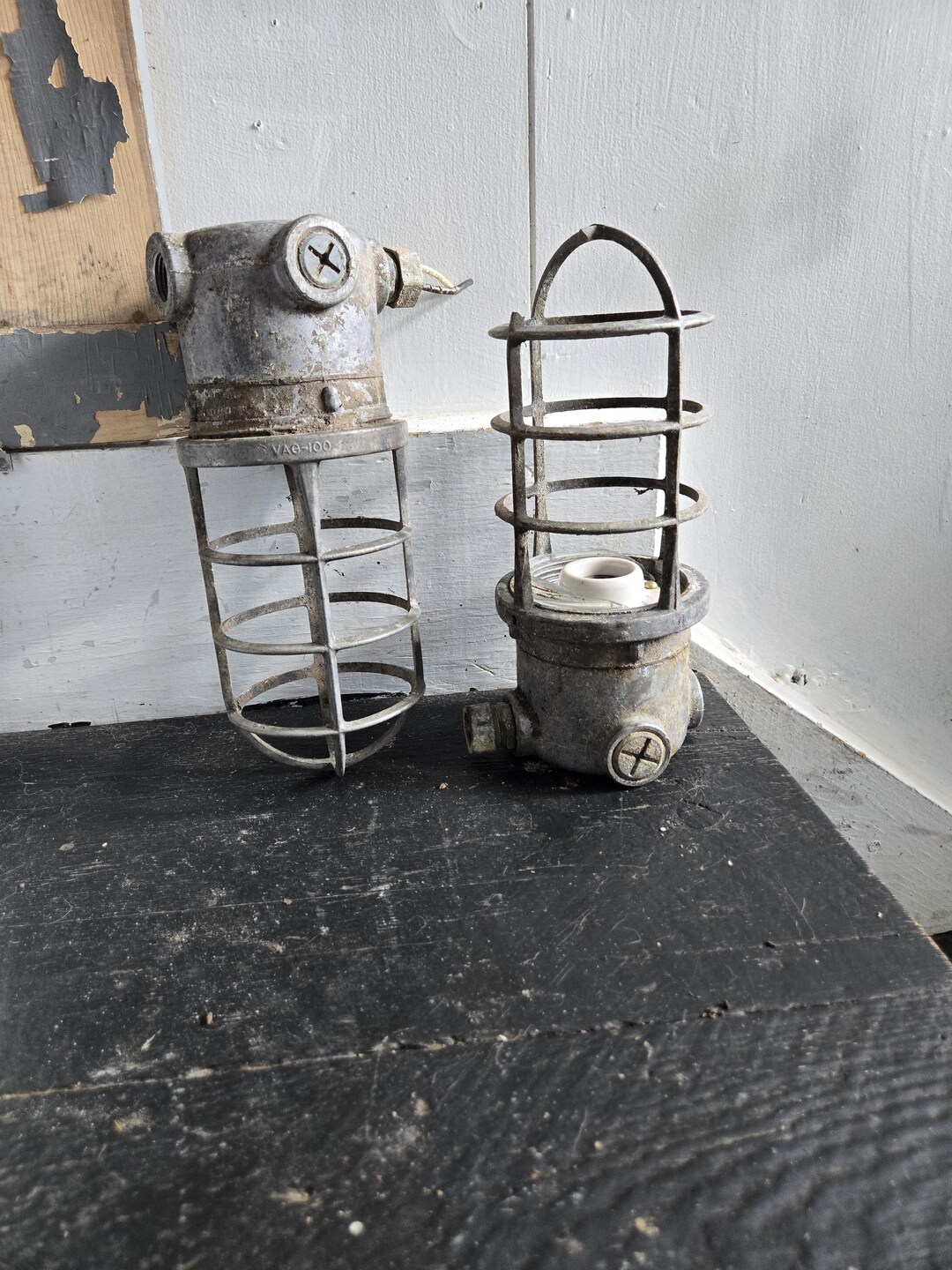 Antique Killark Industrial Light Fixture Cage, Vintage Cast Metal ...