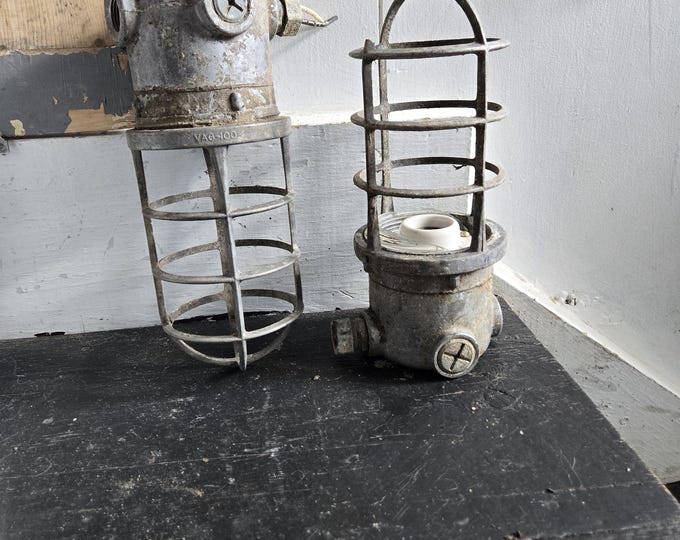 Antique Killark Industrial Light Fixture Cage, Vintage Cast Metal ...