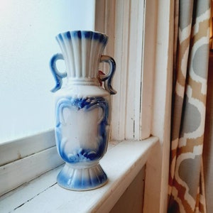 Vintage Ceramic Small Vase Lefton China made Asian Blue and | Etsy