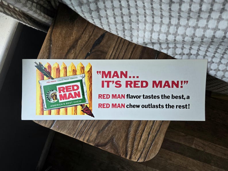 Vintage Chewing Tobacco Advertising Sign Red Man America's Foil Pouch ...