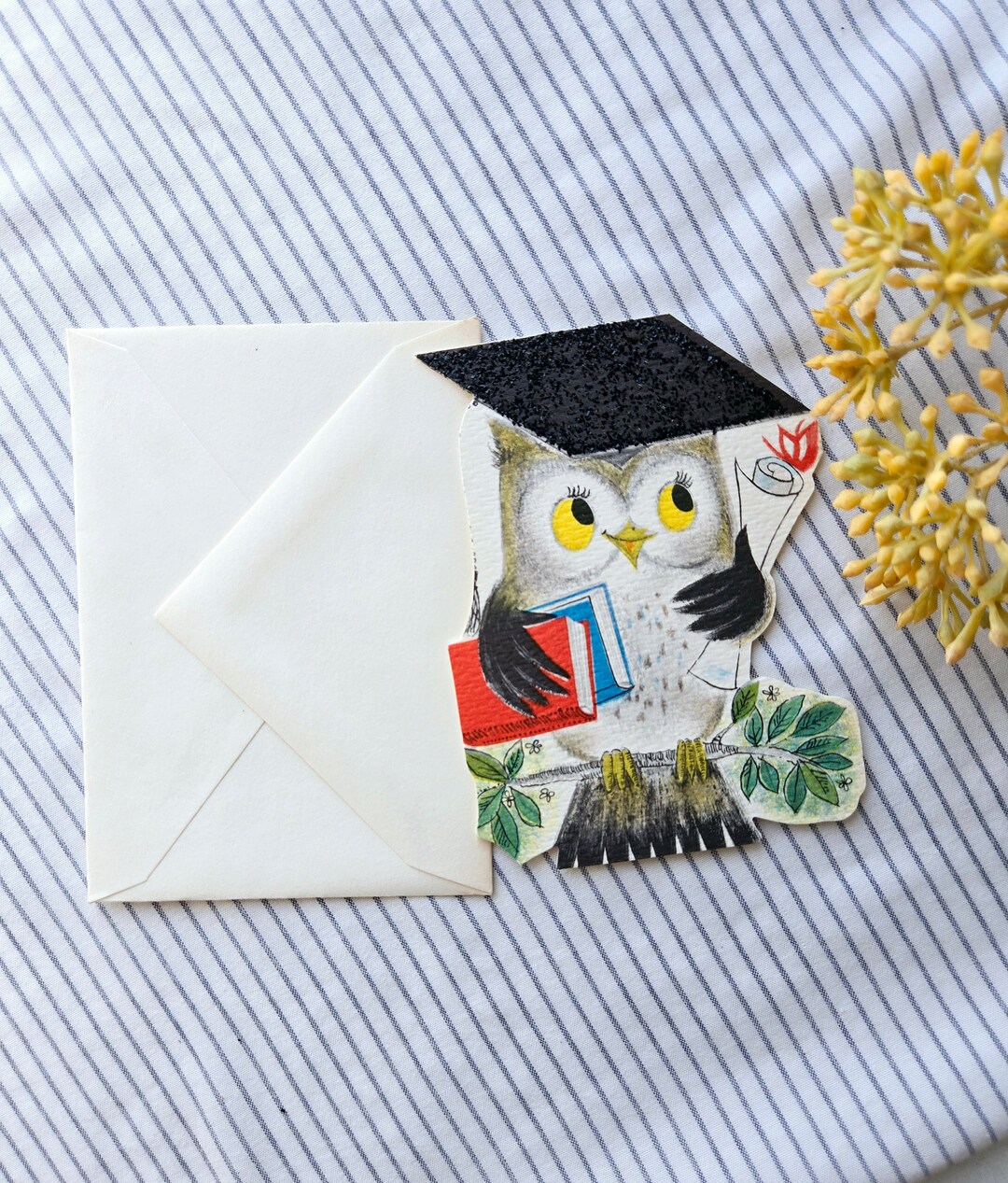 Vintage Graduation Greeting Card, Cute Owl Ephemera, Grad Cap, Small ...