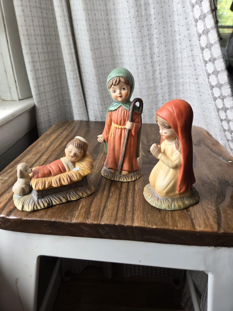 Vintage Nativity Lefton China Hand Painted Joseph, Mary, Baby Jesus ...