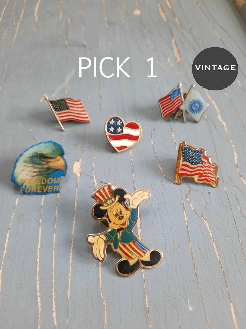 Vintage USA patriotic flag pins sold individually | Etsy