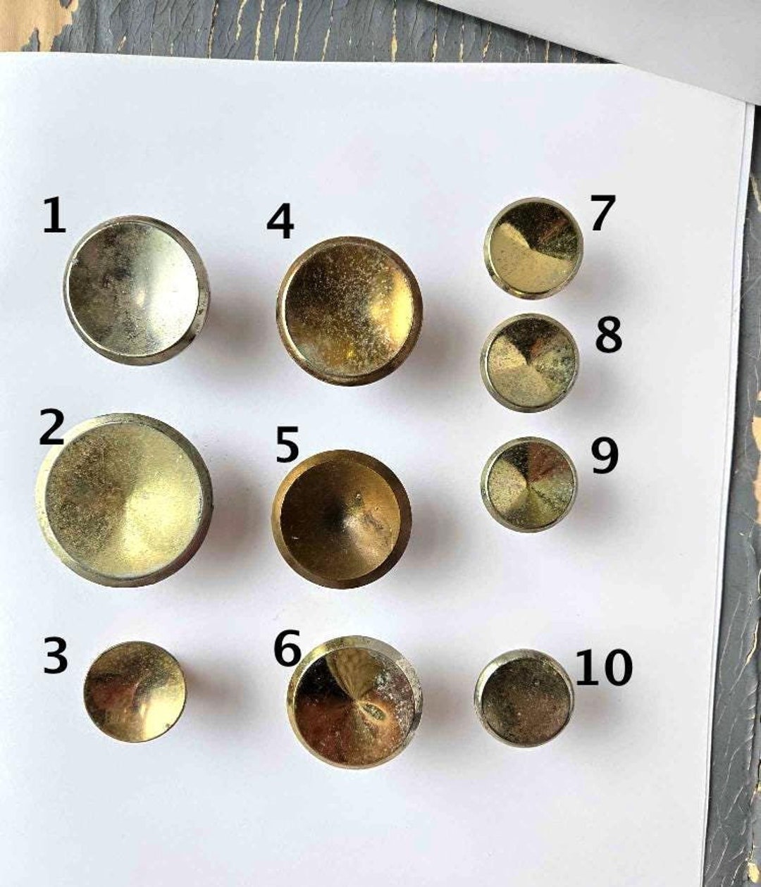 Vintage Old Brass Knob, Small Round Flat Disc Drawer Pulls, Light Gold ...