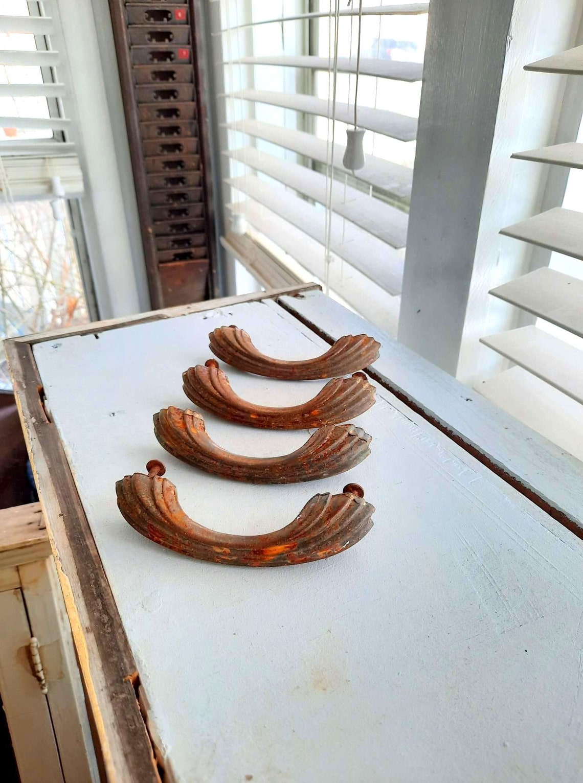 1 Antique Drawer Pull With Rust Rusty Hardware for Dresser | Etsy