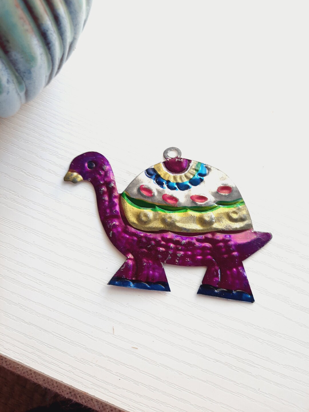 Vintage Turtle Tin Ornament, Handmade Mexican Christmas, Tortoise, Tree ...