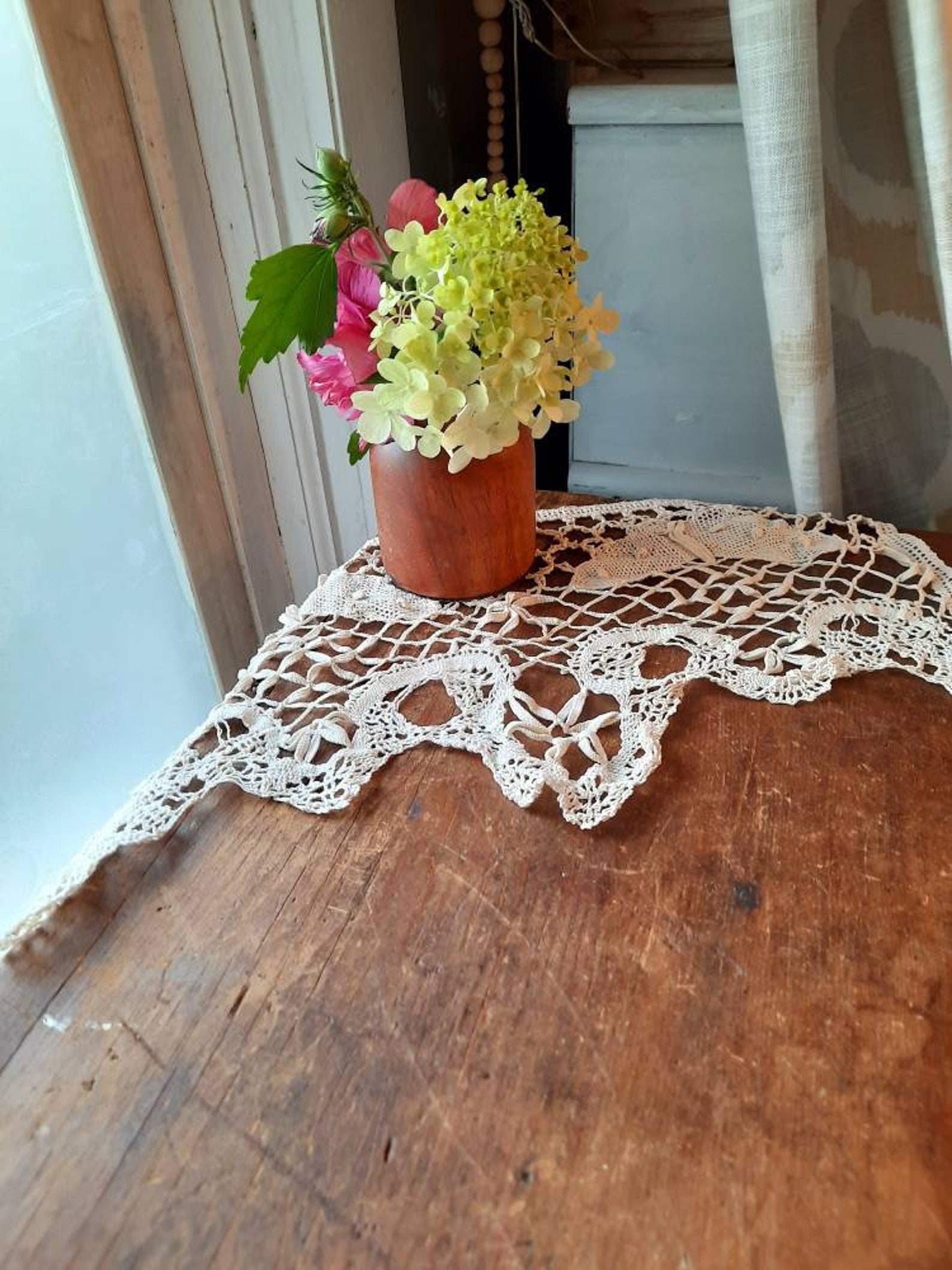 Antique Off White Doily Lace Doilies for table nightstand | Etsy