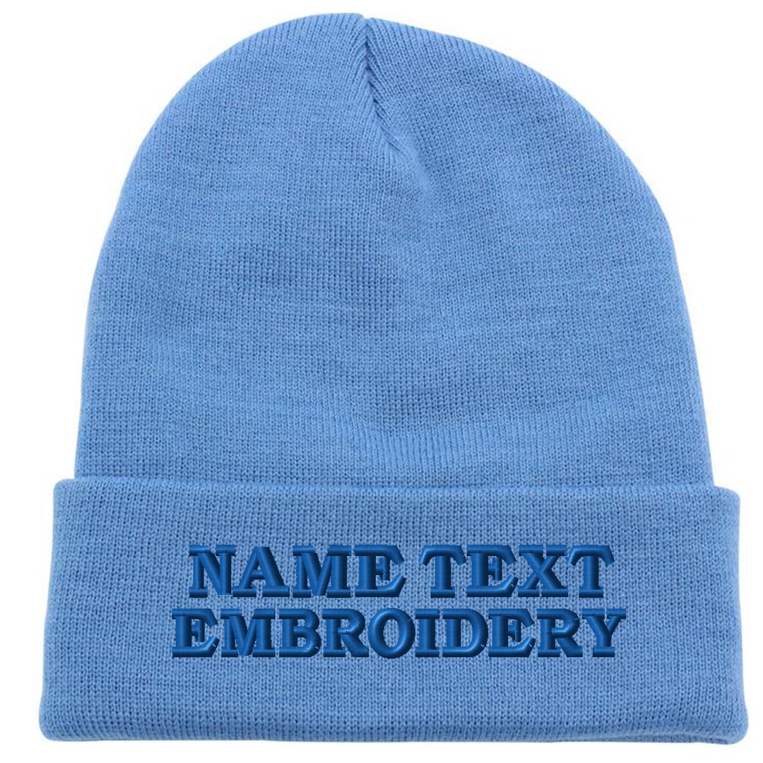 Custom Embroidered Beanie: Personalized Text Knit Cap - Baby Blue - Etsy