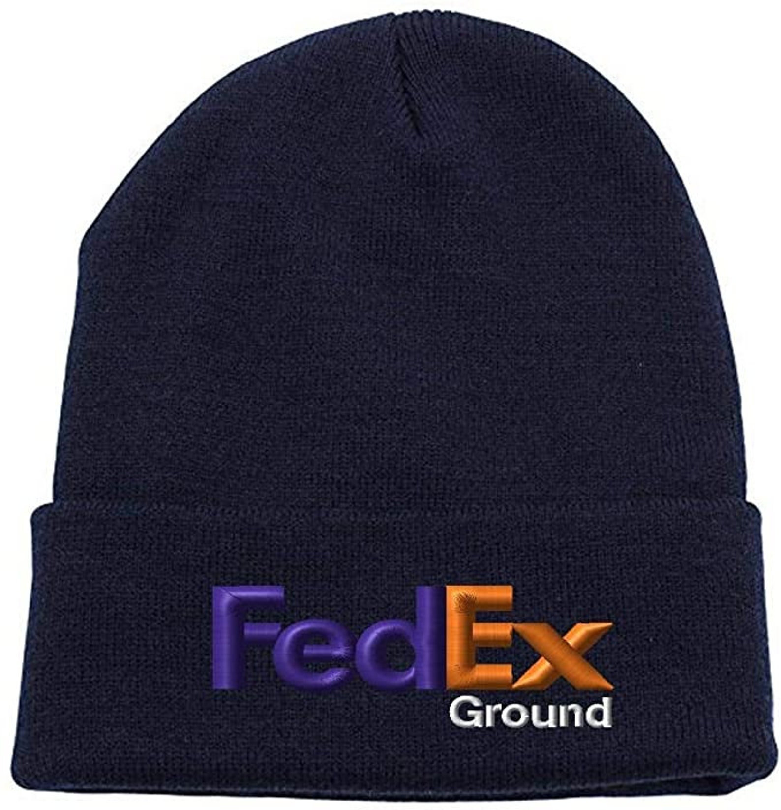Custom Embroidered Fedex Ground Beanie Hat Purple Orange Winter Long ...