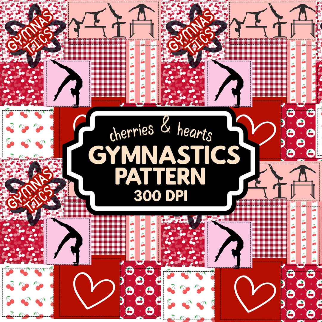 Pink Patchwork Gymnastics Seamless Patterns for Projects, Gymnastics ...