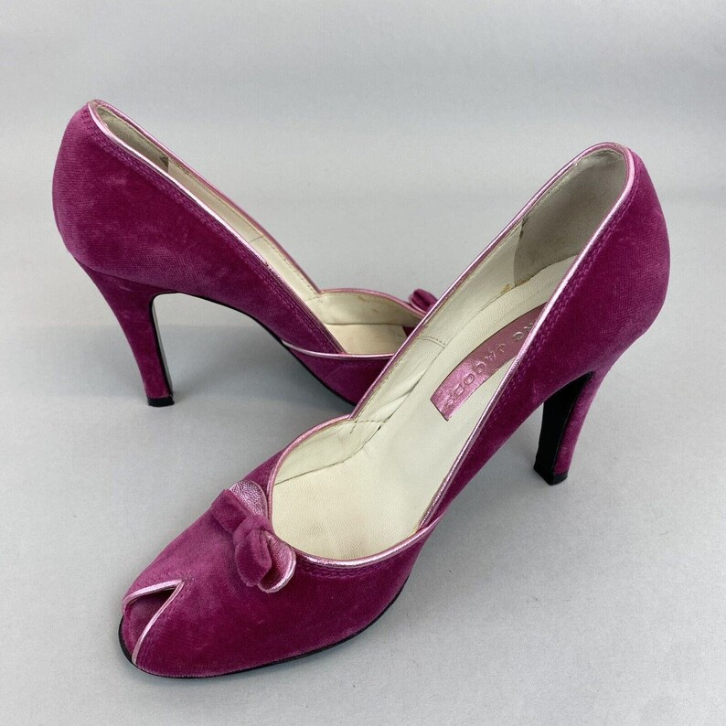Marc Jacobs Pink Velvet Slip on Pump Court Party Wedding Bow Shoes EU39 ...
