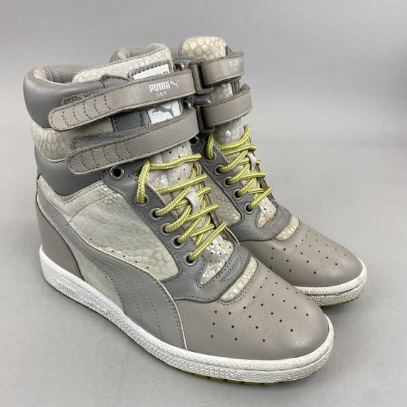 Puma Sky Contact Grey Leather Hidden Wedge Retro Hi T… - Gem