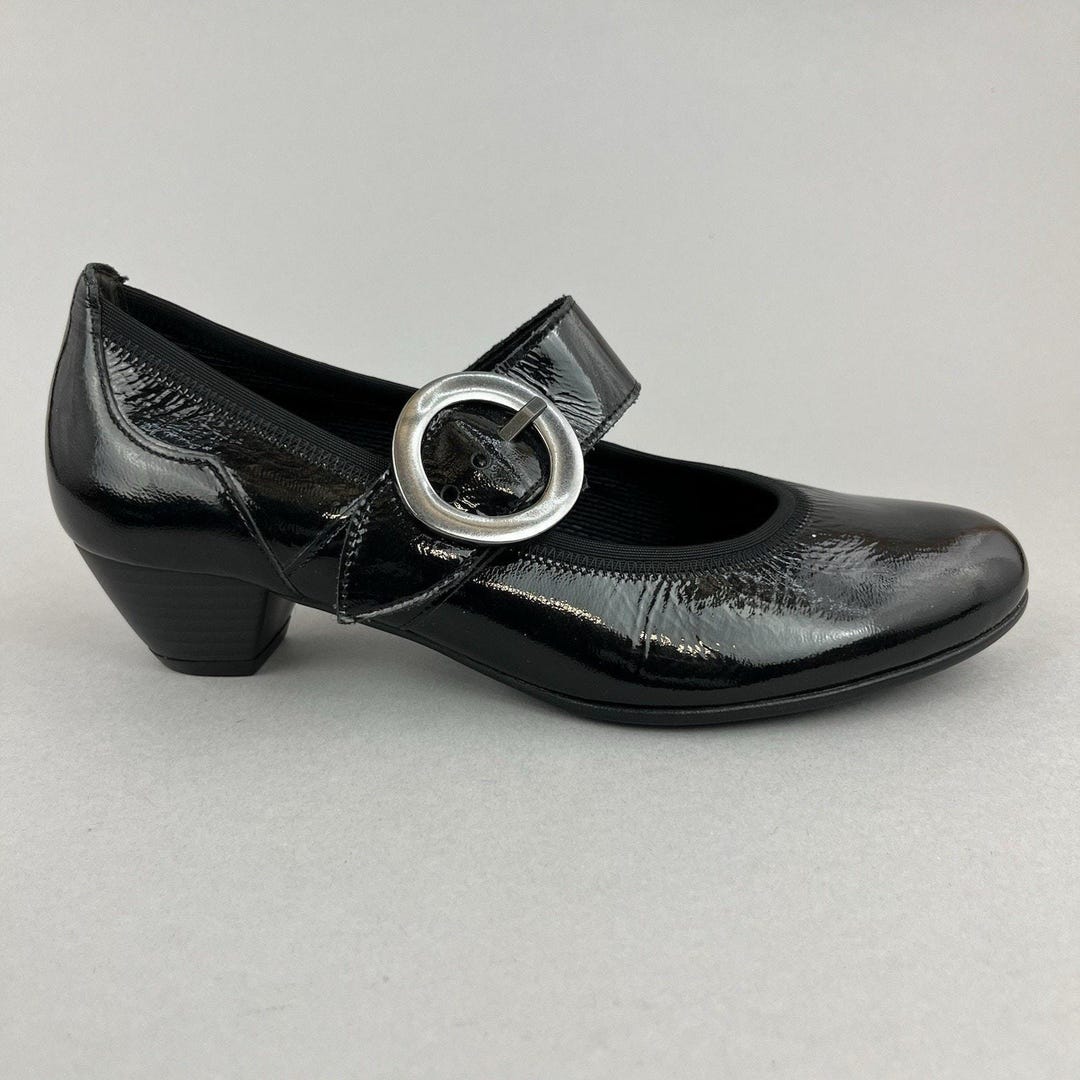 Gabor Black Patent Leather Mary Jane Comfort Smart Work Salsa Dance ...