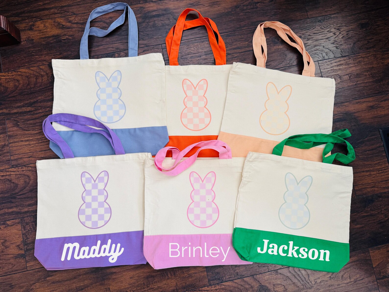 Plaid Bunny Easter Tote Bags - Easter Egg Hunt Bag - Personalized - Etsy