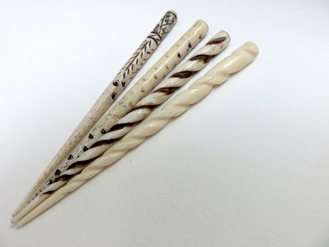 SIZZLING SALE, Bone Stick, Hand Carved Bone, Hair Stick, End Drilled ...