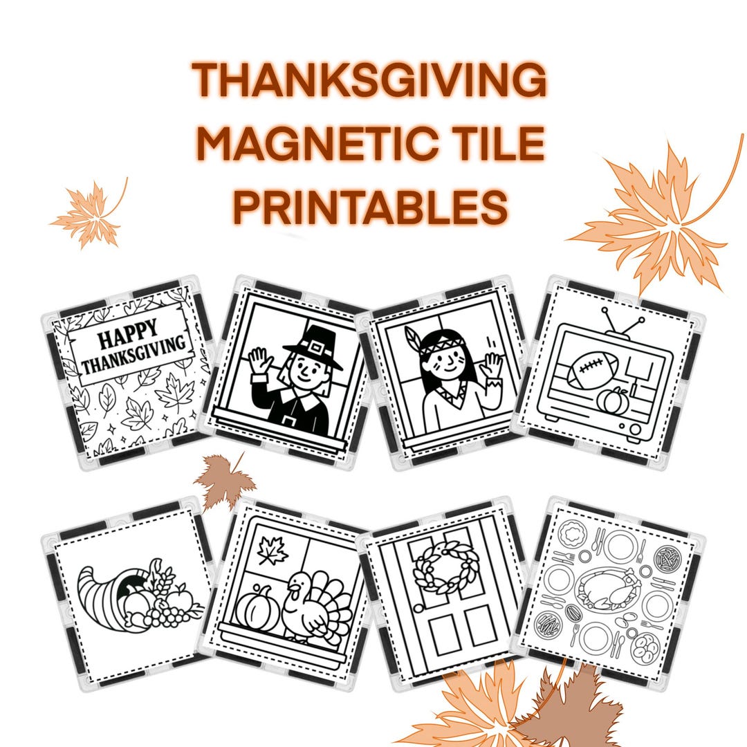 Thanksgiving Magna-tile Printable Pack | Fall Holiday Magnetic Tile ...
