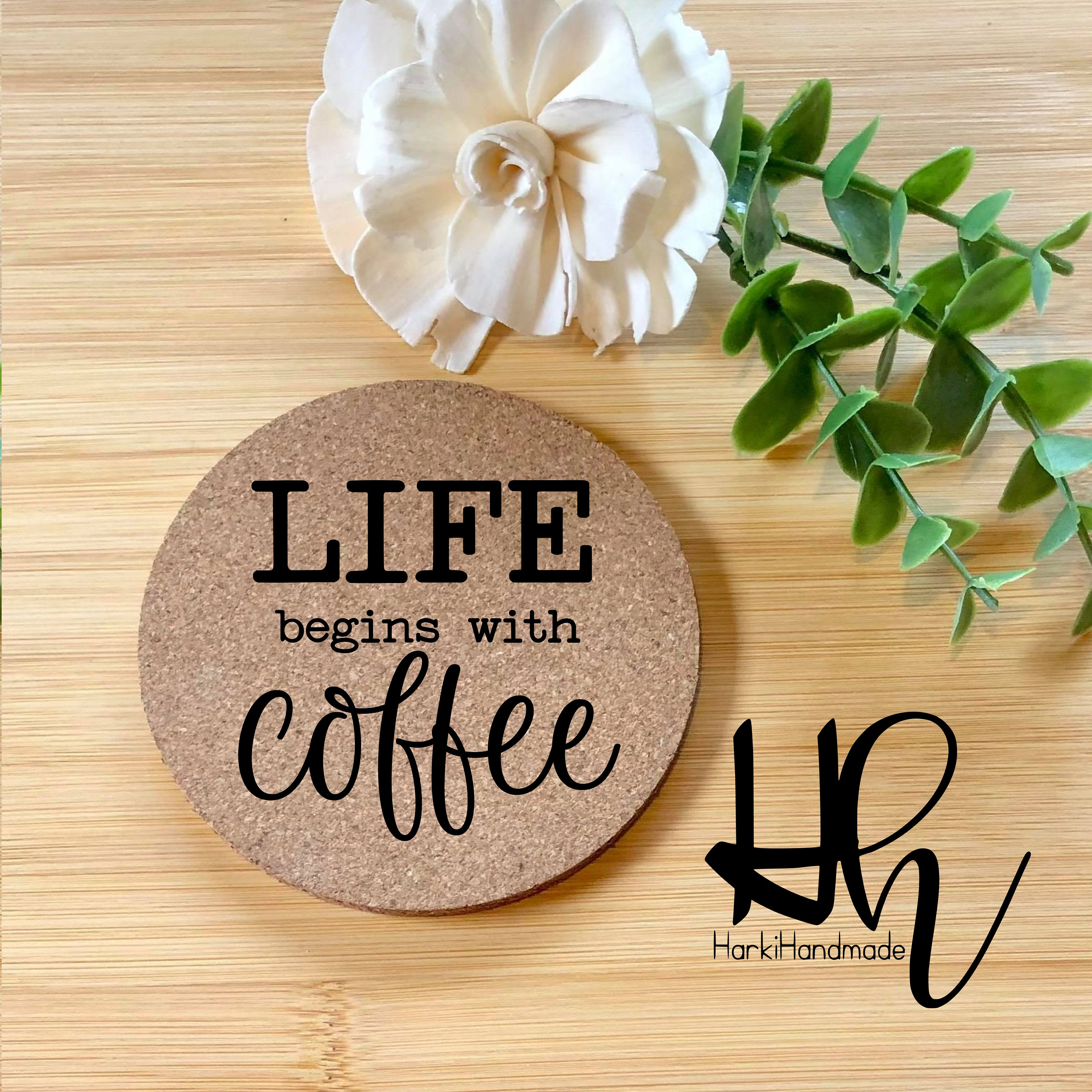 Coffee Theme Cork Coasters Custom Coasters Set of 4 | Etsy