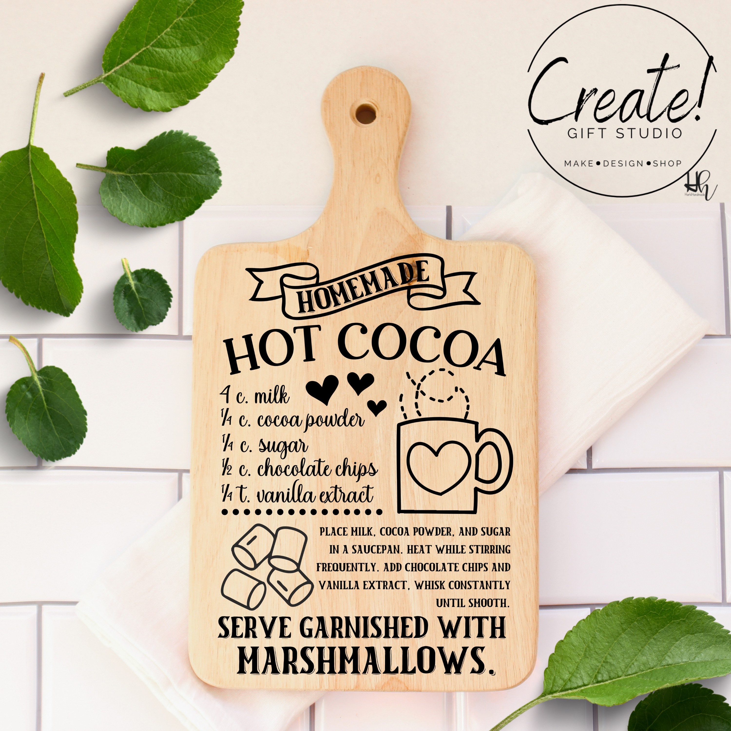 Hot Cocoa Recipe Cutting Board Engraved With Traditional - Etsy