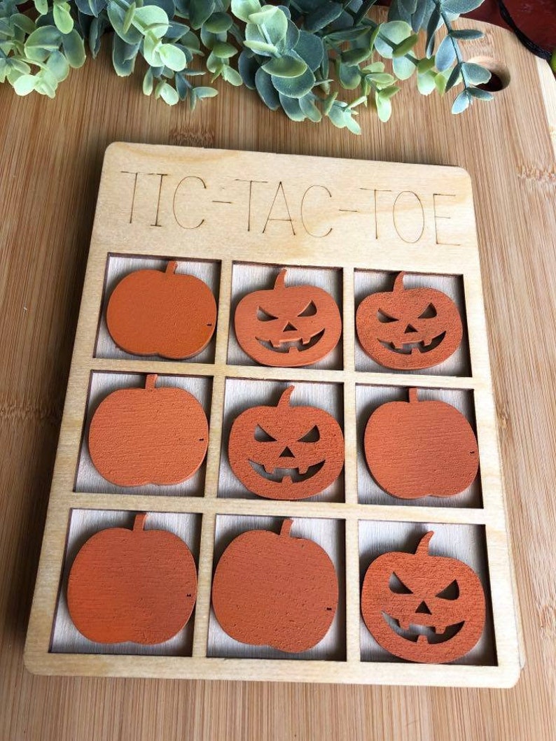 Fall Tic Tac Toe Board and Pieces Games for Kids Coffee | Etsy
