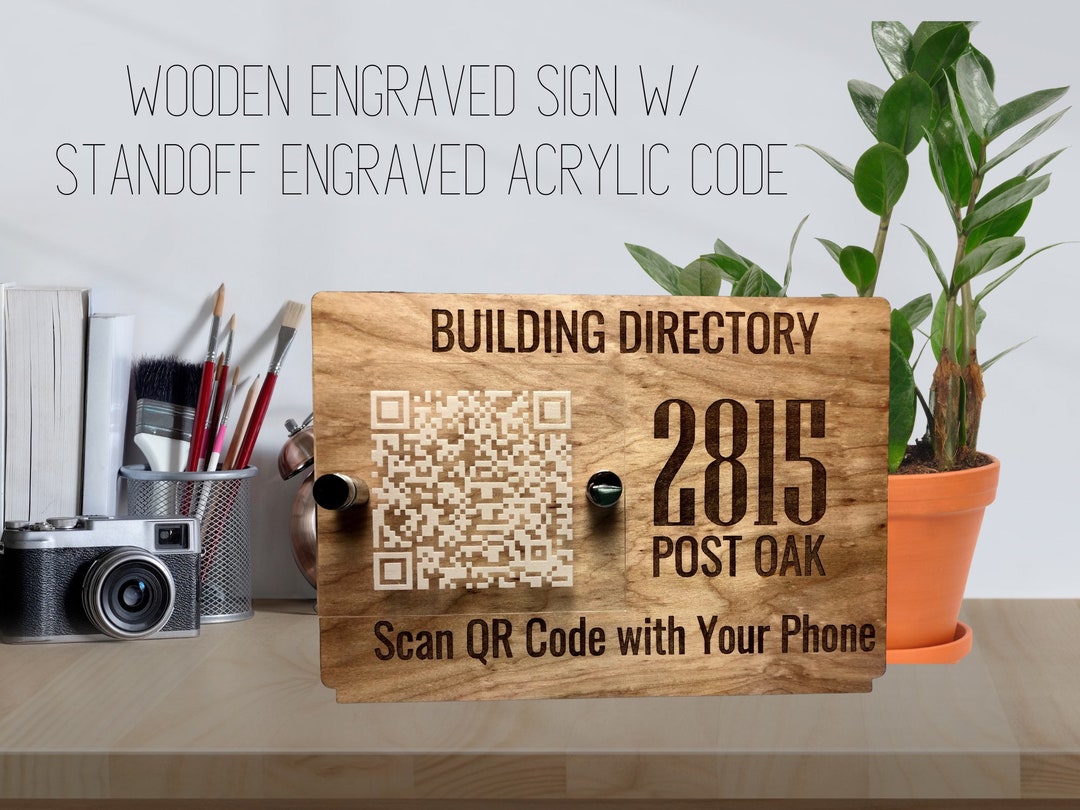 Wooden Engraved Social Media Sign, Touchless Menu With QR Code, Table ...